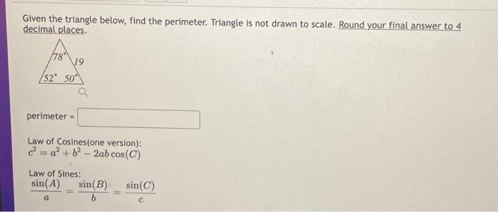 Solved Given the triangle below, find the perimeter. | Chegg.com