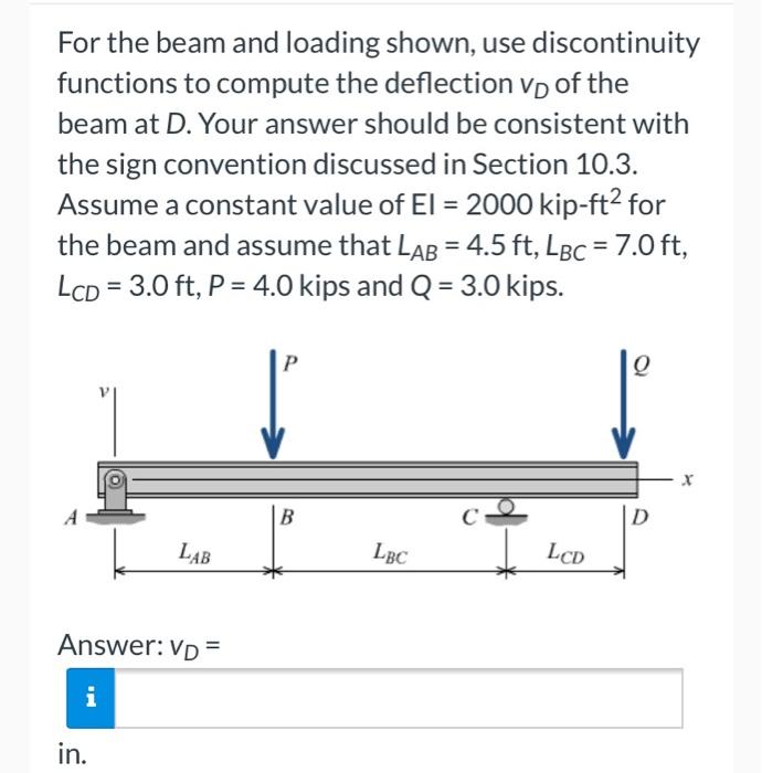 Solved For the beam and loading shown, use discontinuity | Chegg.com
