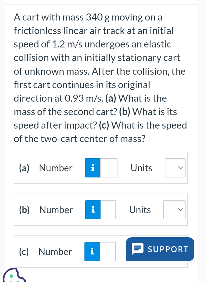 Solved A cart with mass 340g ﻿moving on a frictionless | Chegg.com