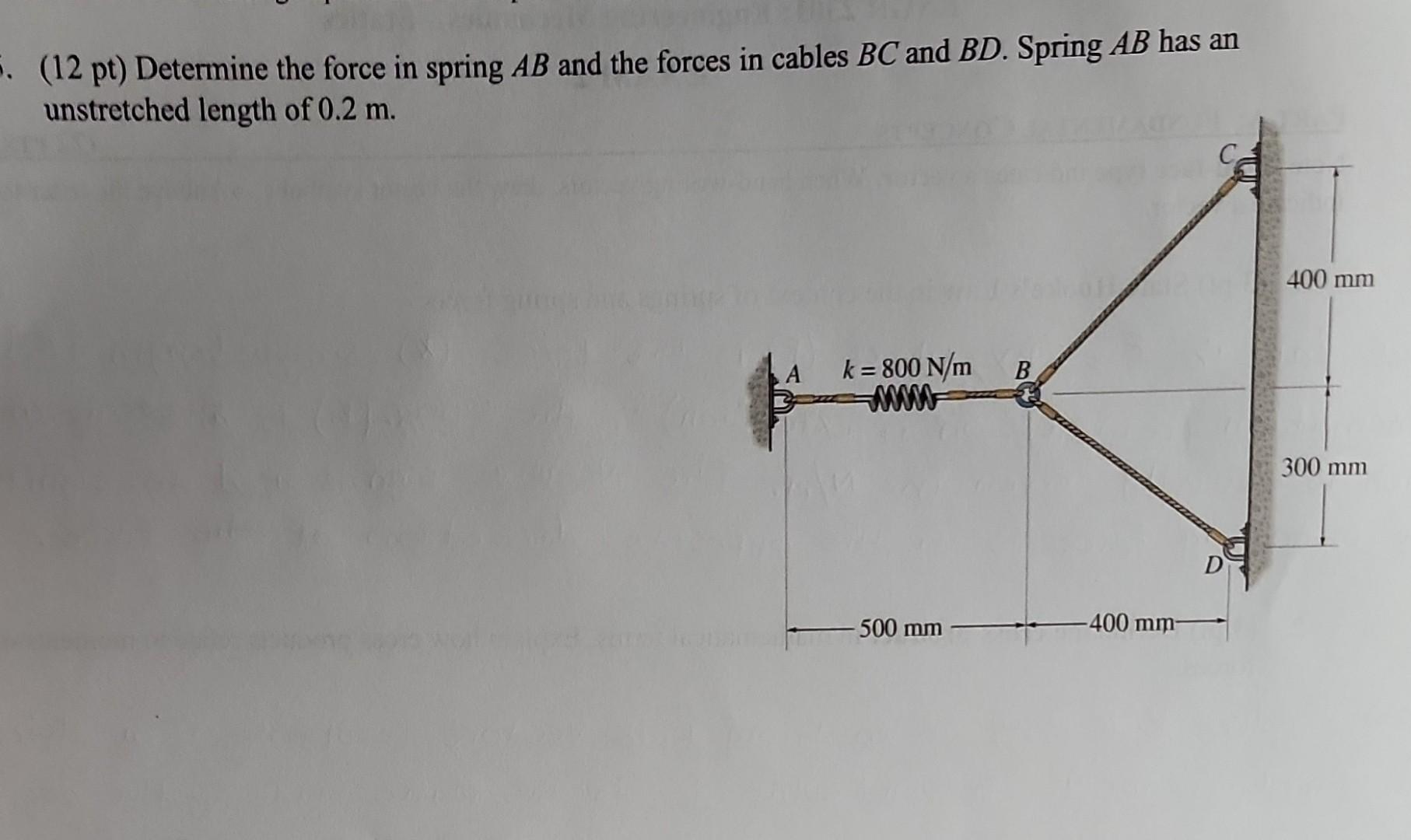 Solved (12 pt) Determine the force in spring AB and the | Chegg.com