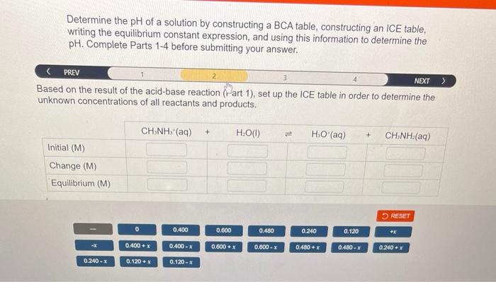 Solved Determine the pH of a solution by constructing a BCA | Chegg.com