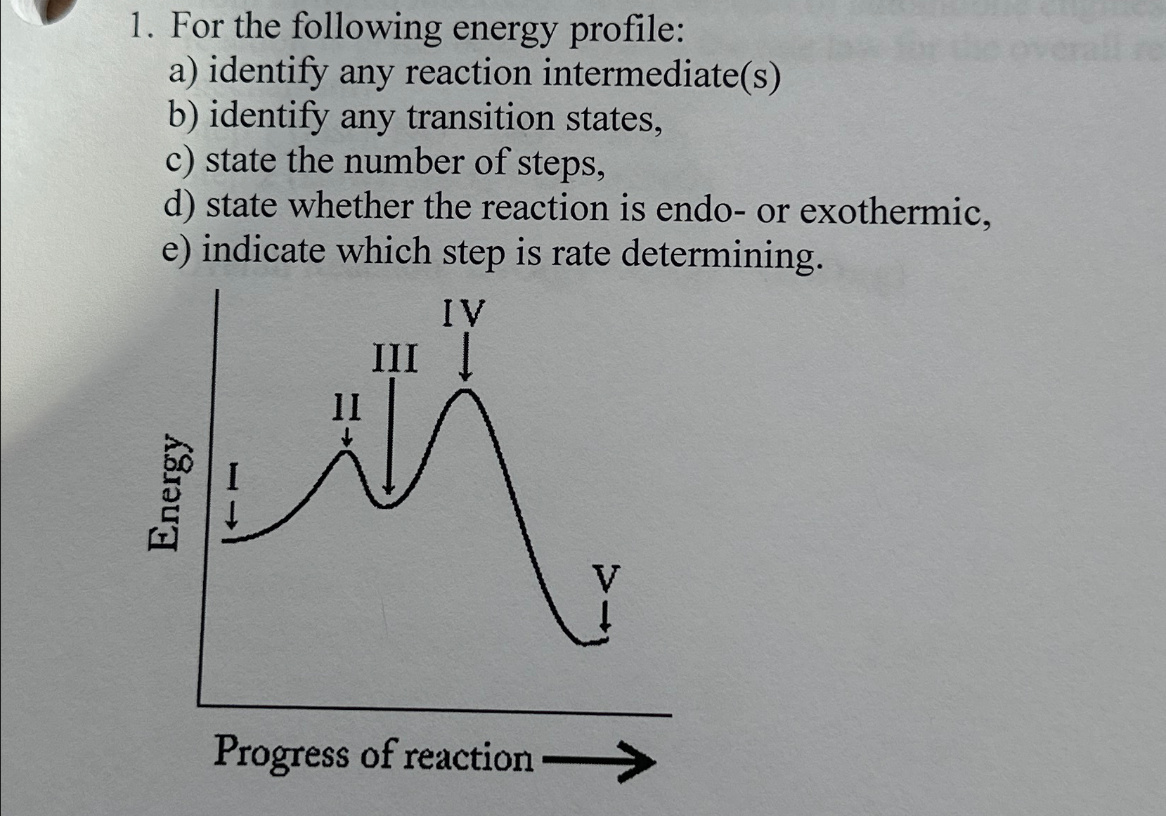 Solved For the following energy profile:a) ﻿identify any | Chegg.com
