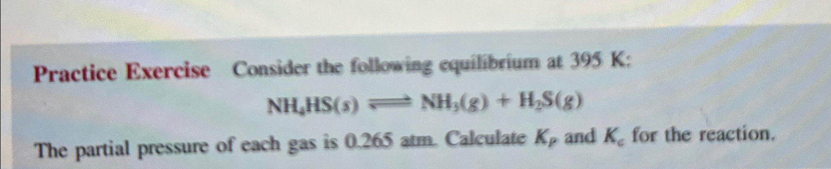 Solved Practice Exercise Consider the following equilibrium | Chegg.com