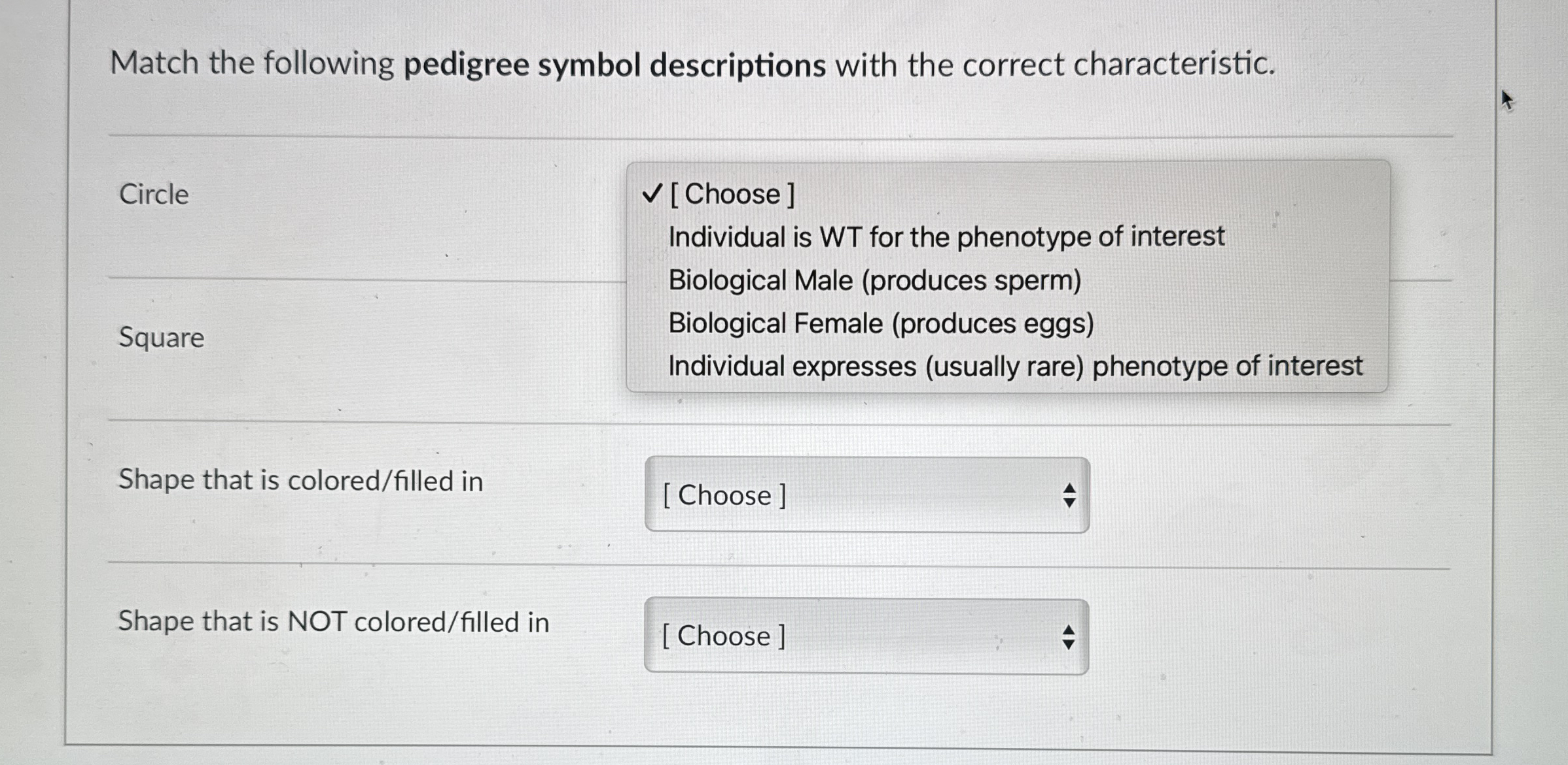 Solved Match the following pedigree symbol descriptions with | Chegg.com
