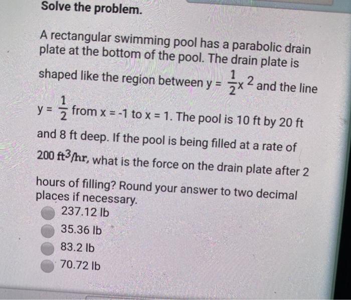 Solved Solve the problem. A rectangular swimming pool has a | Chegg.com