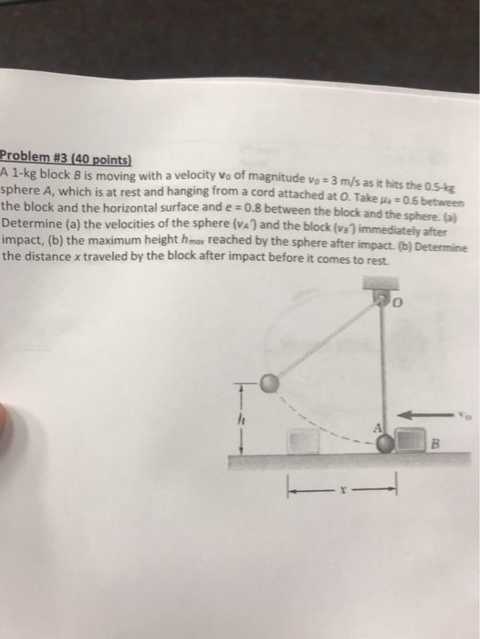 Solved Problem #3 (40 points) A 1-kg block B is moving with | Chegg.com