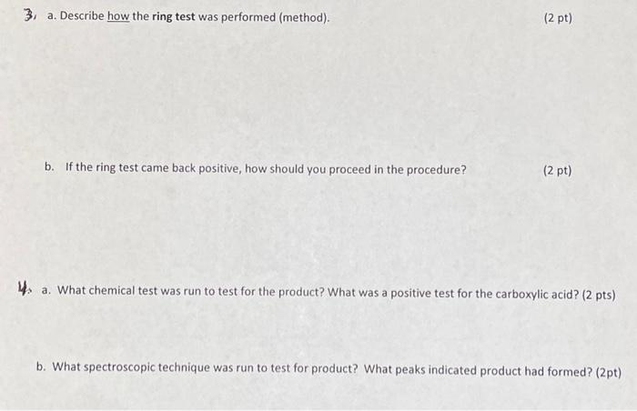 Solved 3, a. Describe how the ring test was performed | Chegg.com