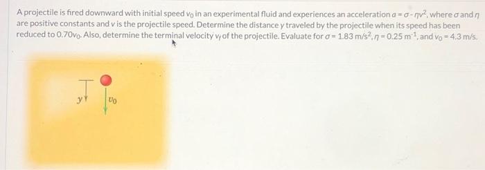 Solved A projectile is fired downward with initial speed v0 | Chegg.com