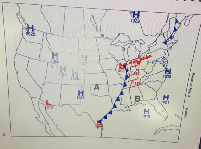 Solved Part V Weather Map 3 (pg. 23) shows areas of high | Chegg.com
