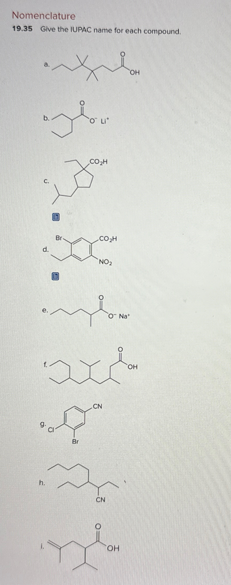 Solved Hello! Please provide the IUPAC name for each | Chegg.com