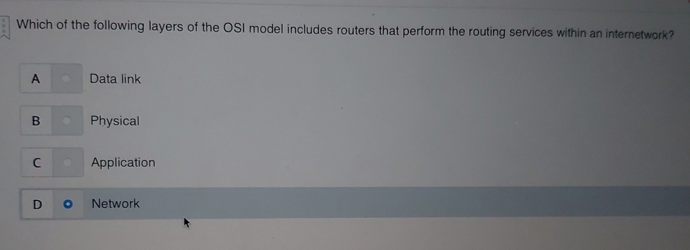 Solved Which of the following layers of the OSI model | Chegg.com