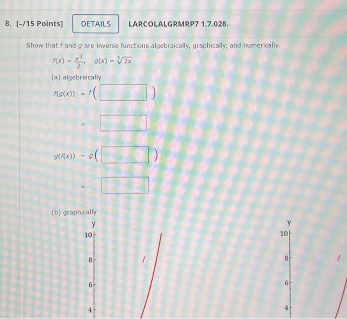 Solved Show that f and g are inverse functions | Chegg.com