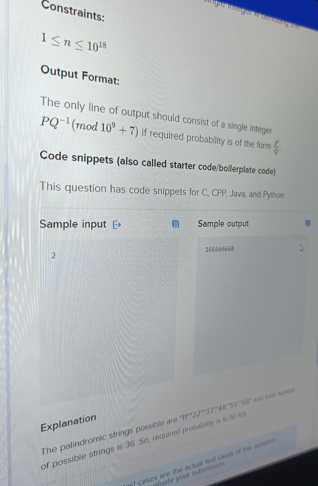 Solved Palindromic Dice A six faced die is rolled n times. | Chegg.com
