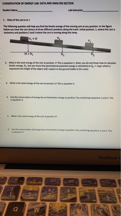 Solved CONSERVATION OF ENERGY LAB: DATA AND ANALYSIS SECTION | Chegg.com