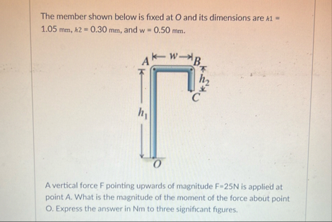 Solved The member shown below is fixed at O ﻿and its | Chegg.com