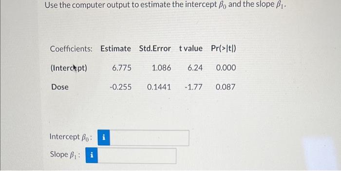 Solved Use the computer output to estimate the intercept β0 | Chegg.com