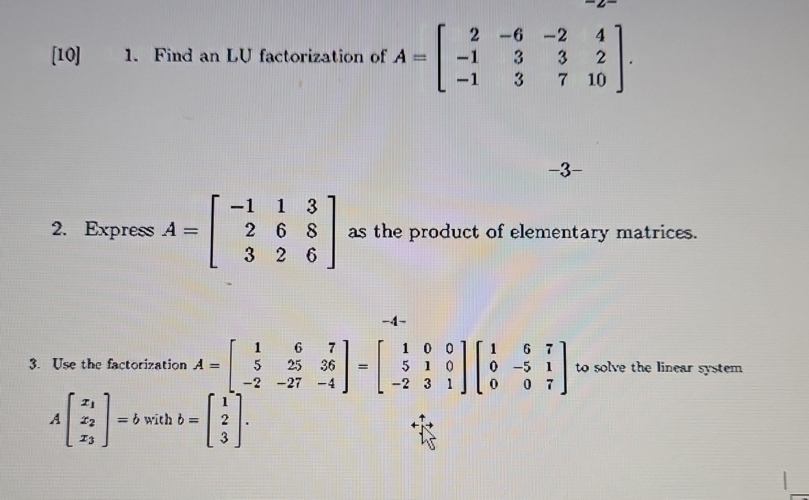 [10] 1. ﻿Find an LU factorization of | Chegg.com