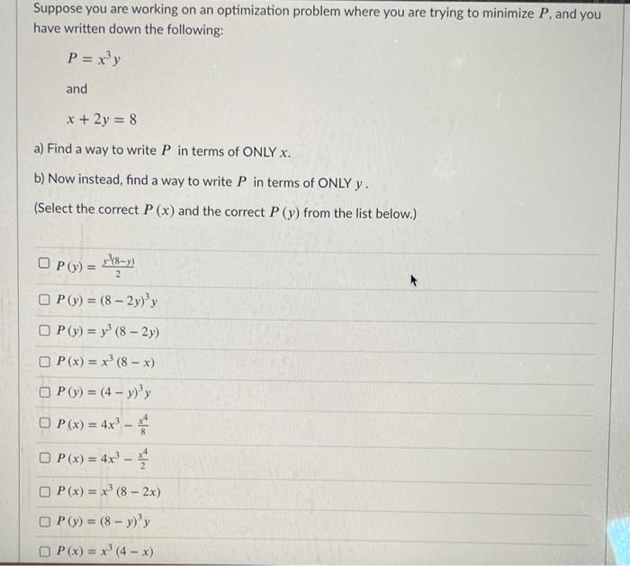 Solved Suppose you are working on an optimization problem | Chegg.com
