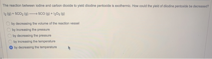 Solved The reaction between iodine and carbon dioxide to | Chegg.com