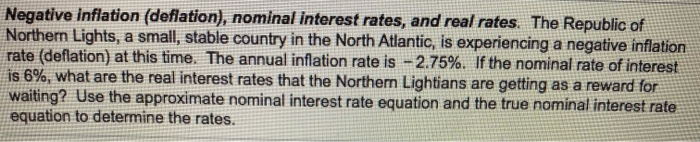 Solved Negative inflation (deflation), nominal interest | Chegg.com