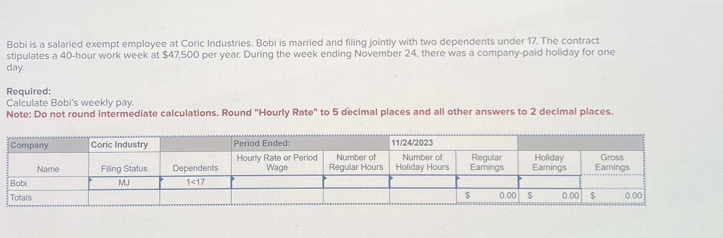 Solved Bobi is a salaried exempt employee at Coric | Chegg.com