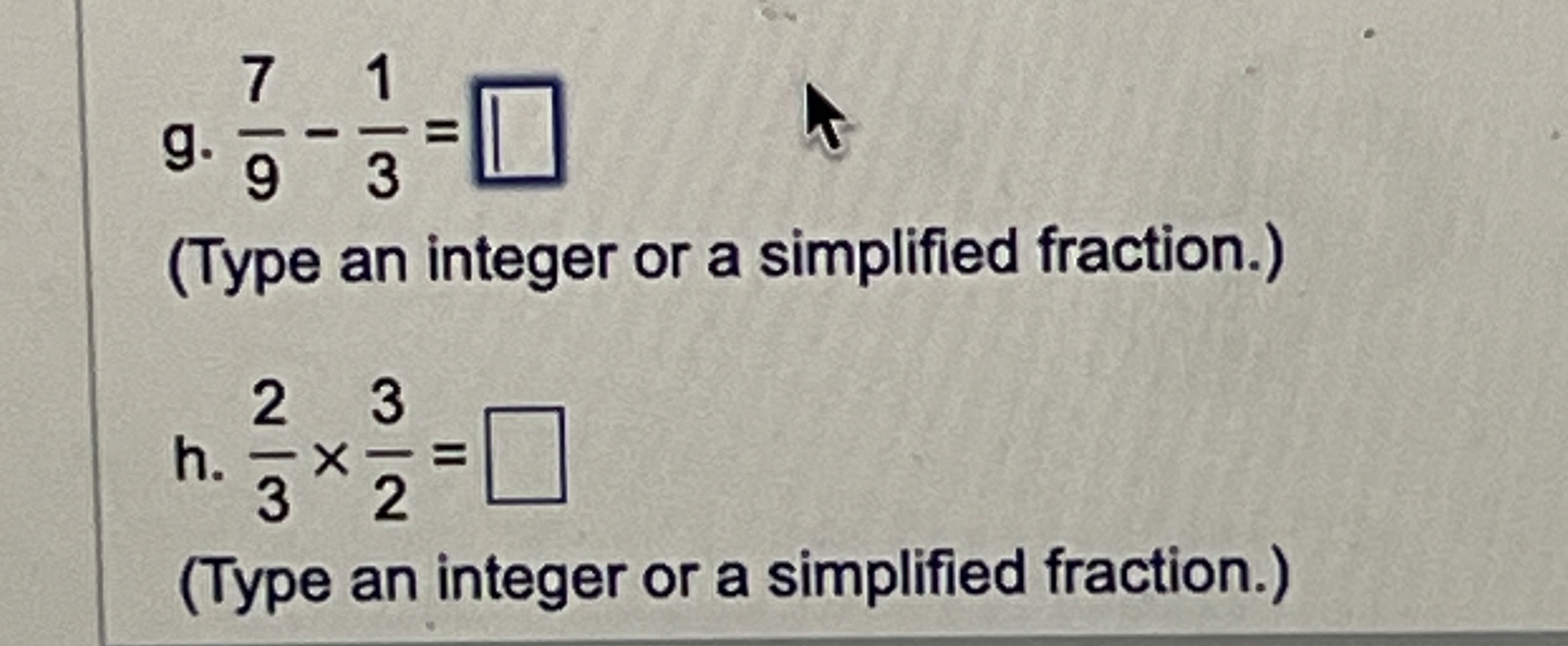 Solved g. 79-13=(Type an integer or a simplified | Chegg.com