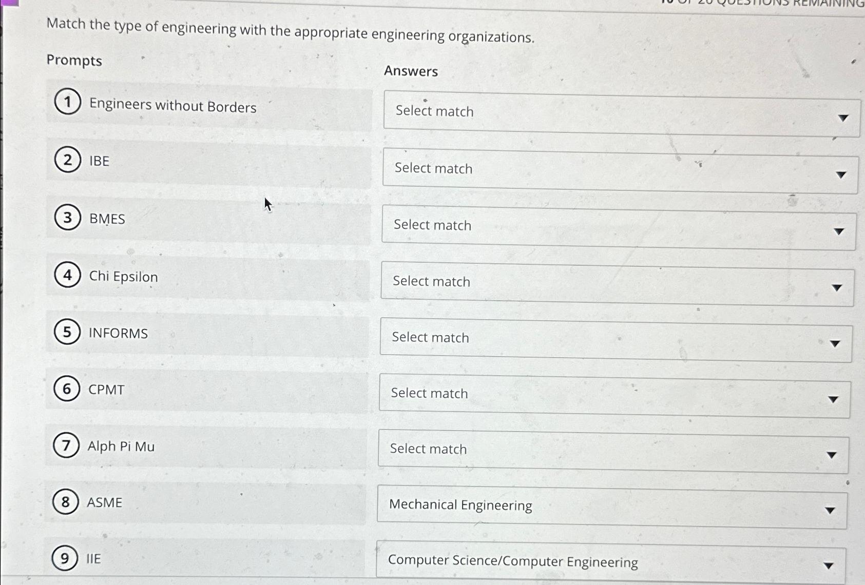 Solved Match the type of engineering with the appropriate | Chegg.com