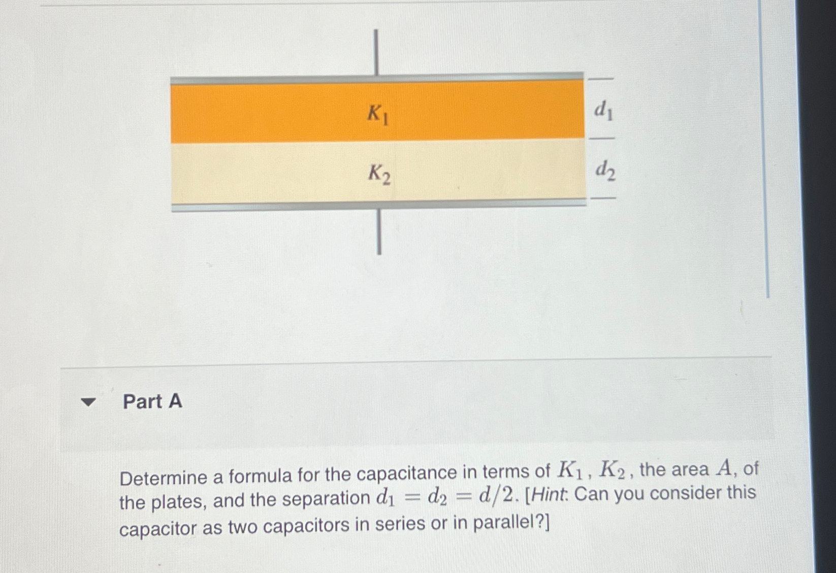Solved Part ADetermine a formula for the capacitance in | Chegg.com