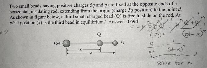 Solved Two small beads having positive charges 5q and q are | Chegg.com