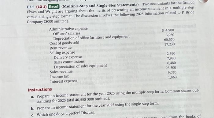 Solved mocang tang EEN S E3.5 (LO 1) Excel (Multiple-Step | Chegg.com