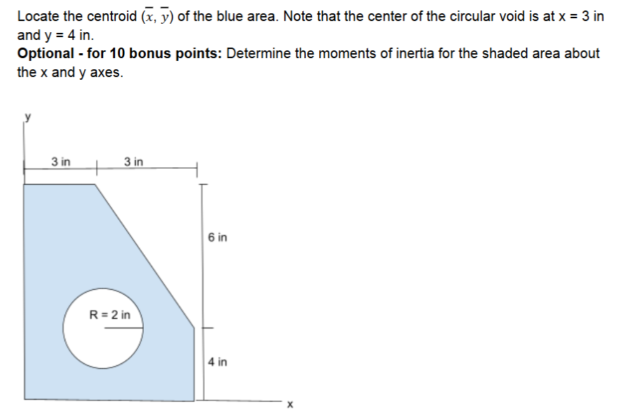 Solved Locate the centroid (x‾,bar (y)) of ﻿the blue area. | Chegg.com