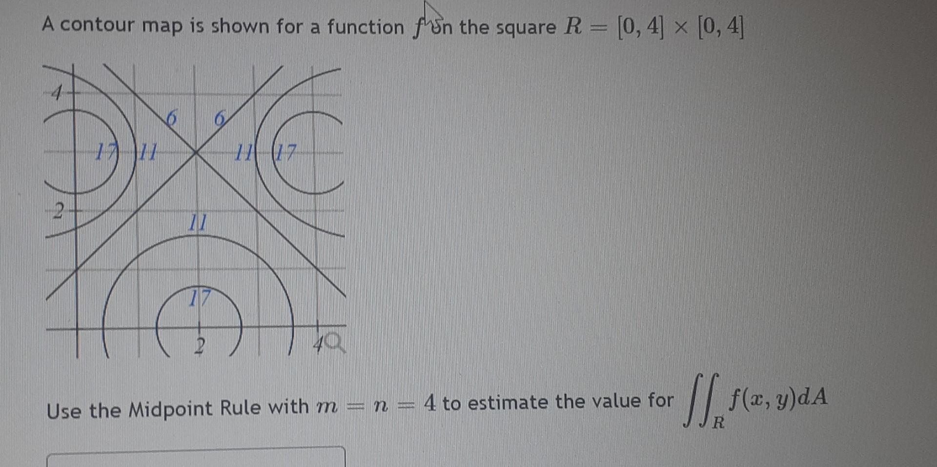Solved A contour map is shown for a function in the square R | Chegg.com