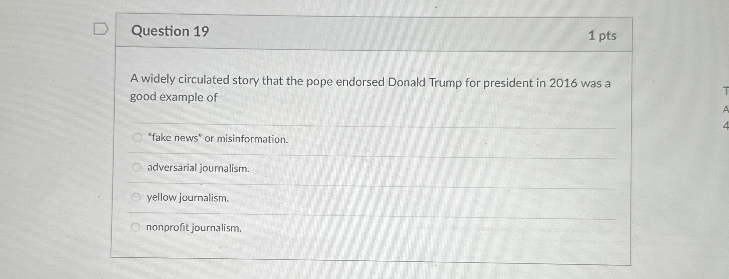 Solved Question 191 ﻿ptsA widely circulated story that the | Chegg.com