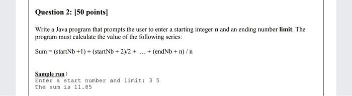 Solved Question 2 50 Points Write A Java Program That 4523