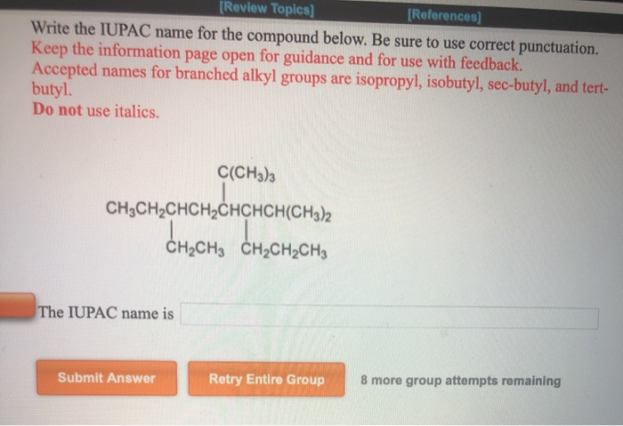 Solved [Review Topics] [References) Write the IUPAC name for | Chegg.com