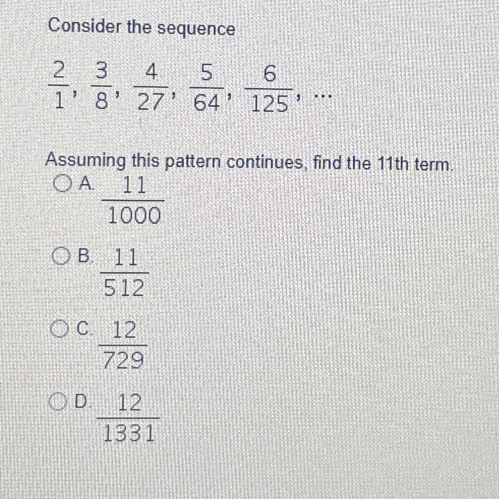 Solved Consider the sequence21,38,427,564,6125,dotsAssuming | Chegg.com
