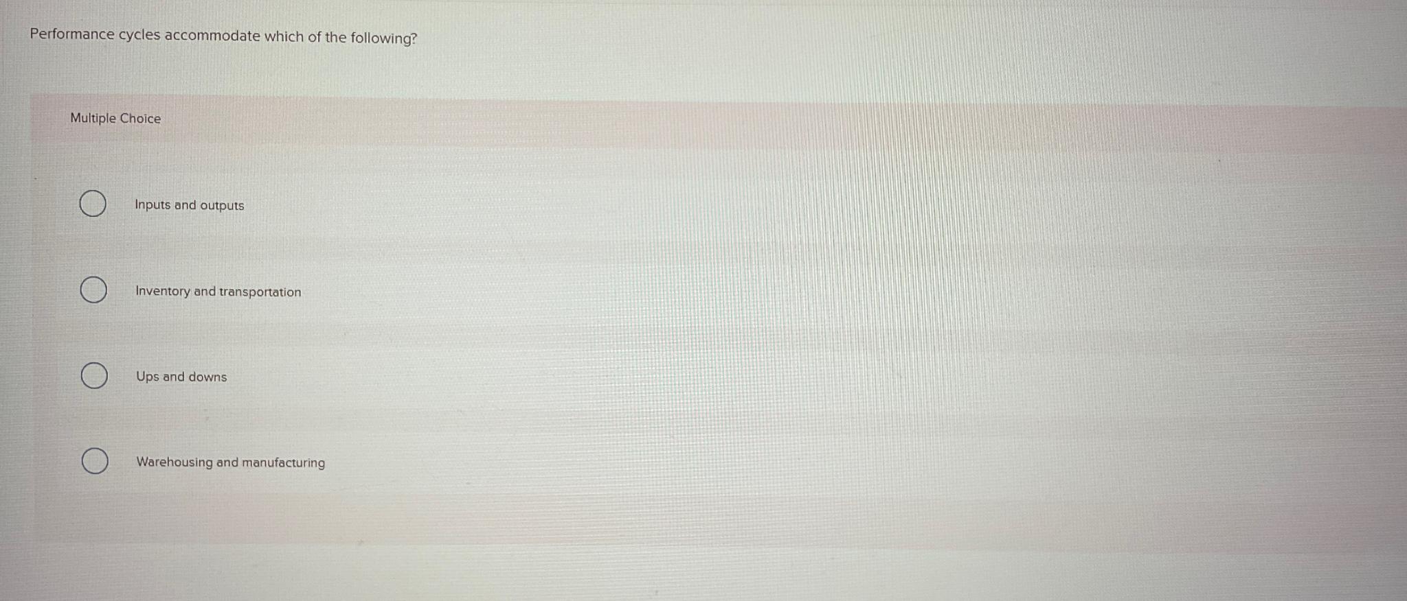 Solved Performance cycles accommodate which of the | Chegg.com