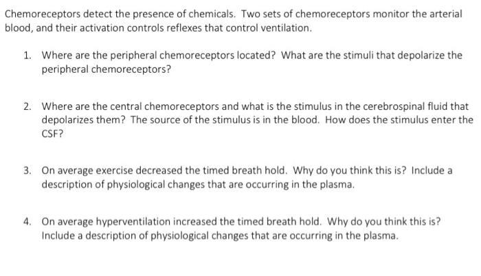 Solved Chemoreceptors detect the presence of chemicals. Two | Chegg.com