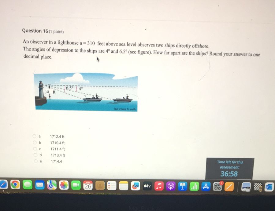 Solved Question 16 (1 ﻿point)An observer in a lighthouse | Chegg.com