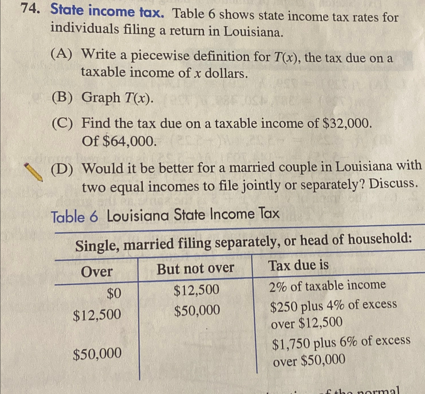 Solved State income tax. Table 6 ﻿shows state income tax | Chegg.com