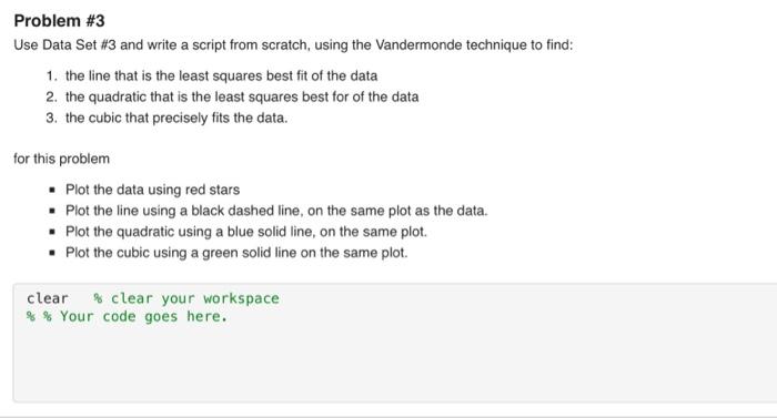 Solved Data for Problems: You have the data: Data Set \#1. | Chegg.com