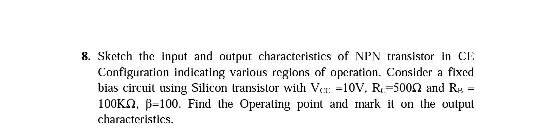 Solved 8. Sketch the input and output characteristics of NPN | Chegg.com