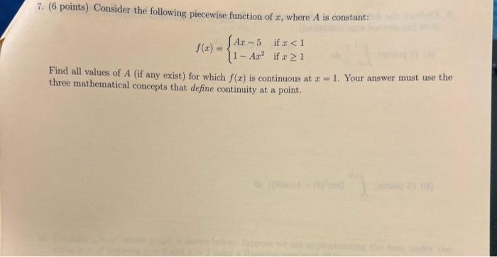Solved 7. ( 6 points) Consider the following piecewise | Chegg.com