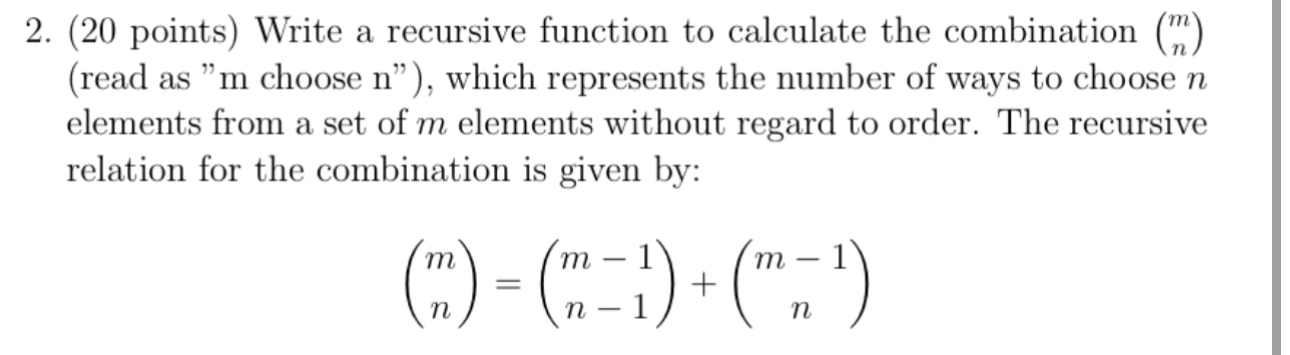 Solved (20 ﻿points) ﻿Write a recursive function to calculate | Chegg.com
