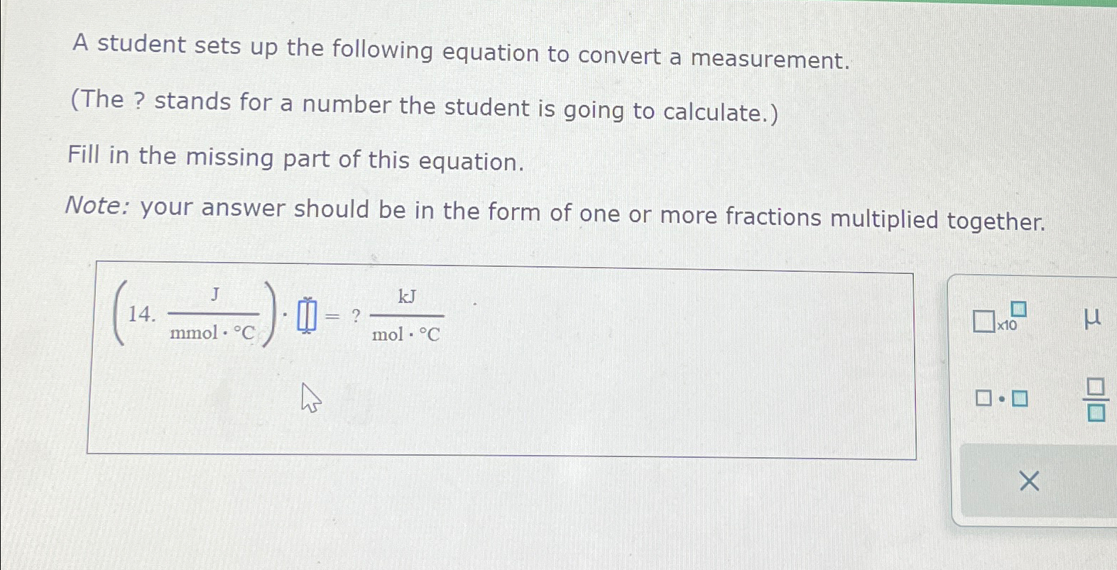 Solved A student sets up the following equation to convert a | Chegg.com