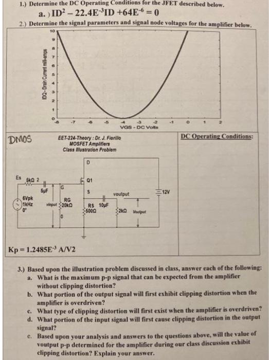 Solved 1.) Determine the DC Operating Conditions for the | Chegg.com