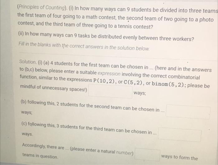 Solved (Principles of Counting). (1) In how many ways can 9 | Chegg.com