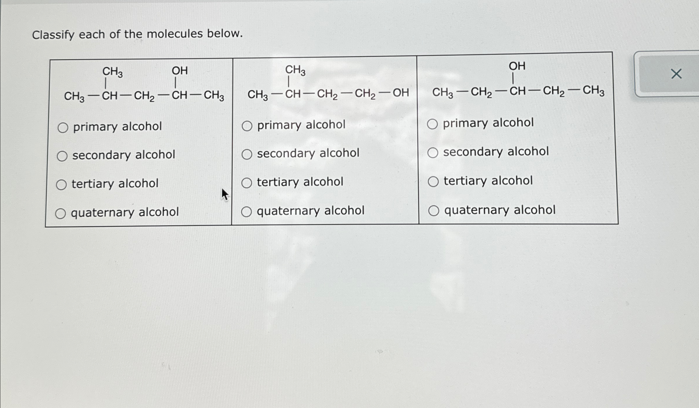 Solved Classify each of the molecules | Chegg.com