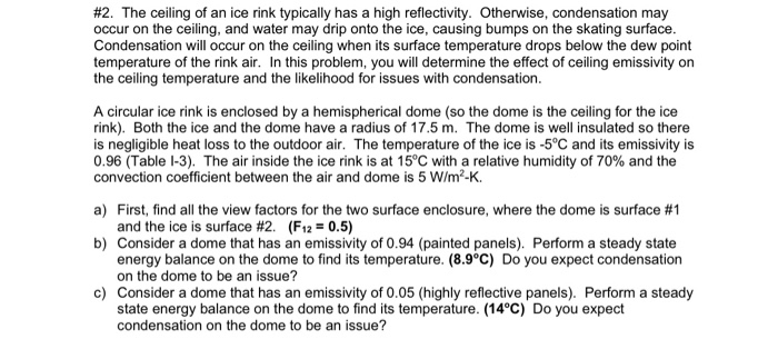 Solved #2. The ceiling of an ice rink typically has a high | Chegg.com