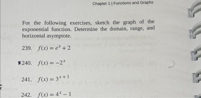 Solved Chapter 1 Functions and Graphs For the following | Chegg.com